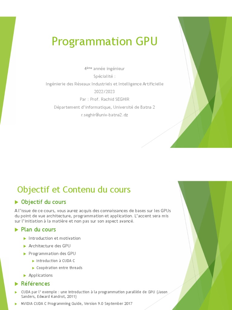 Programmation GPU-IRIIA | PDF | Processeur graphique | Ordonnancement dans les systèmes d ...