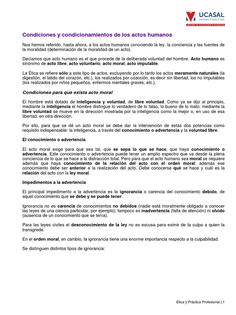 Lectura 2 Condiciones y Condicionamiento de Los Actos | PDF
