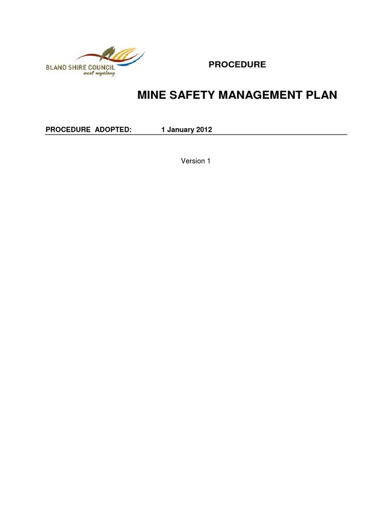 Mine Safety Management Plan Overview | PDF | Occupational Safety And ...