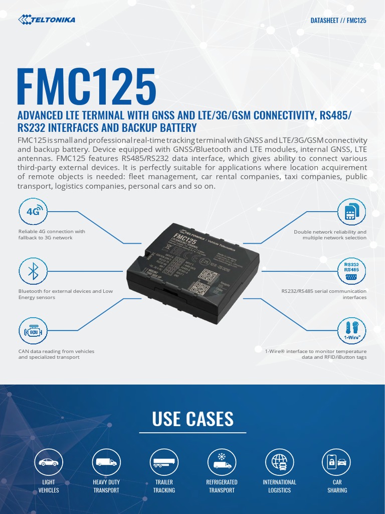 Teltonika FMC125 Brochure | PDF | 3 G | Lte (Telecommunication)