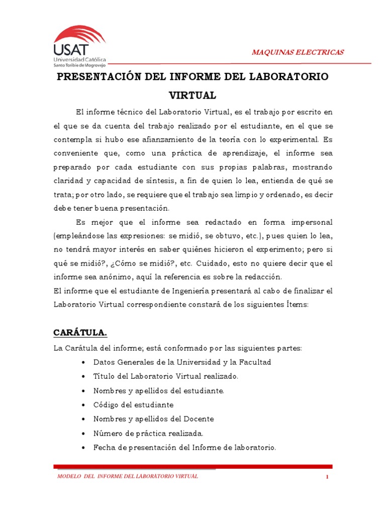 Informe Del Laboratorio Virtual | PDF | Laboratorios | Experimentar