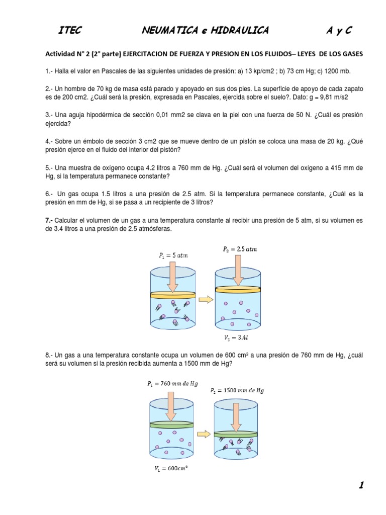 Actividad #2 (Ejercicios de Presion y Leyes de Los Gases) (2°PARTE) | PDF | Presión | Gases