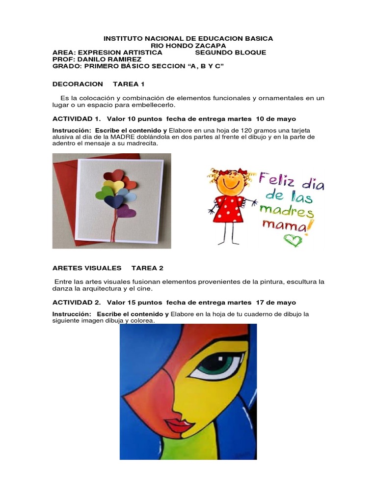 Actividades de Expresión Artística 1° Básico | PDF | Las artes