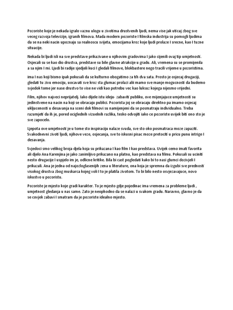 Pozoriste Esej | PDF