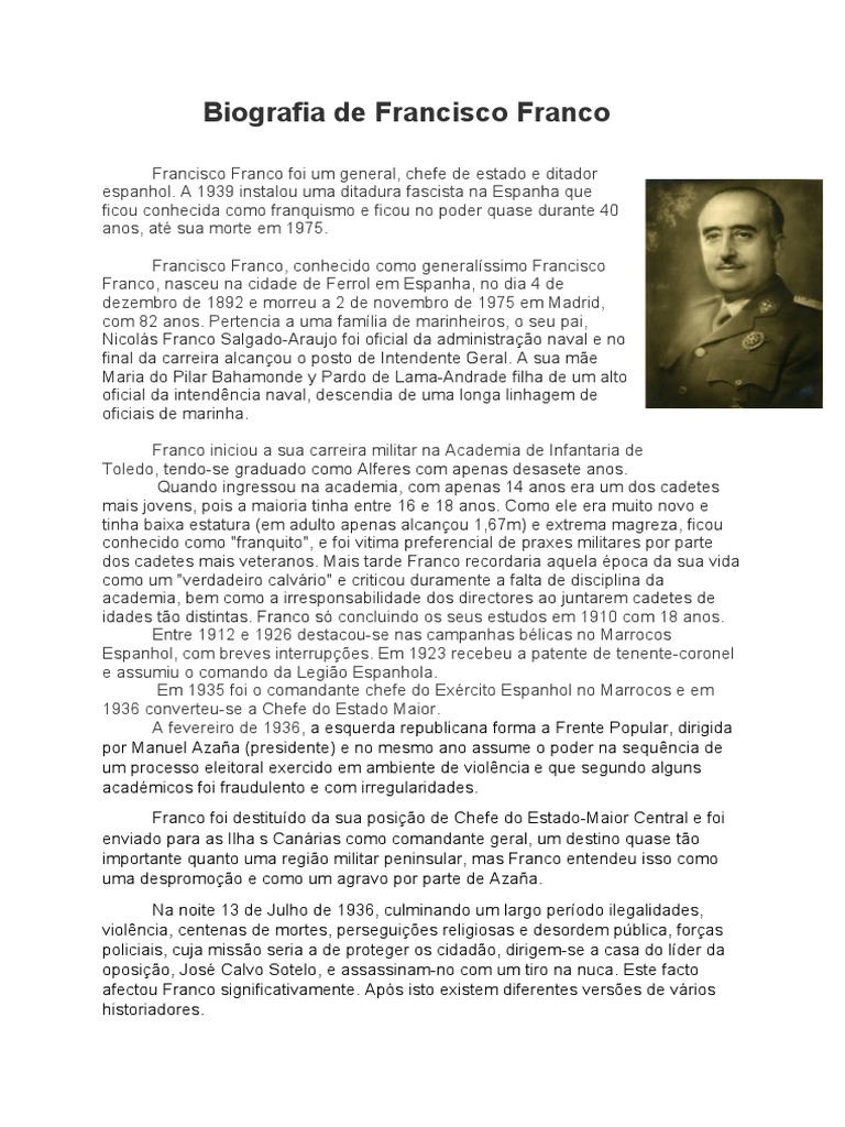 Biografia de Francisco Franco | PDF | Francisco Franco