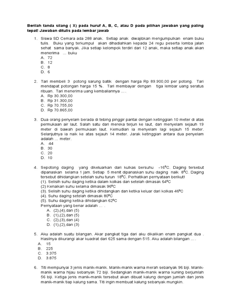 Soal PTS MTK | PDF