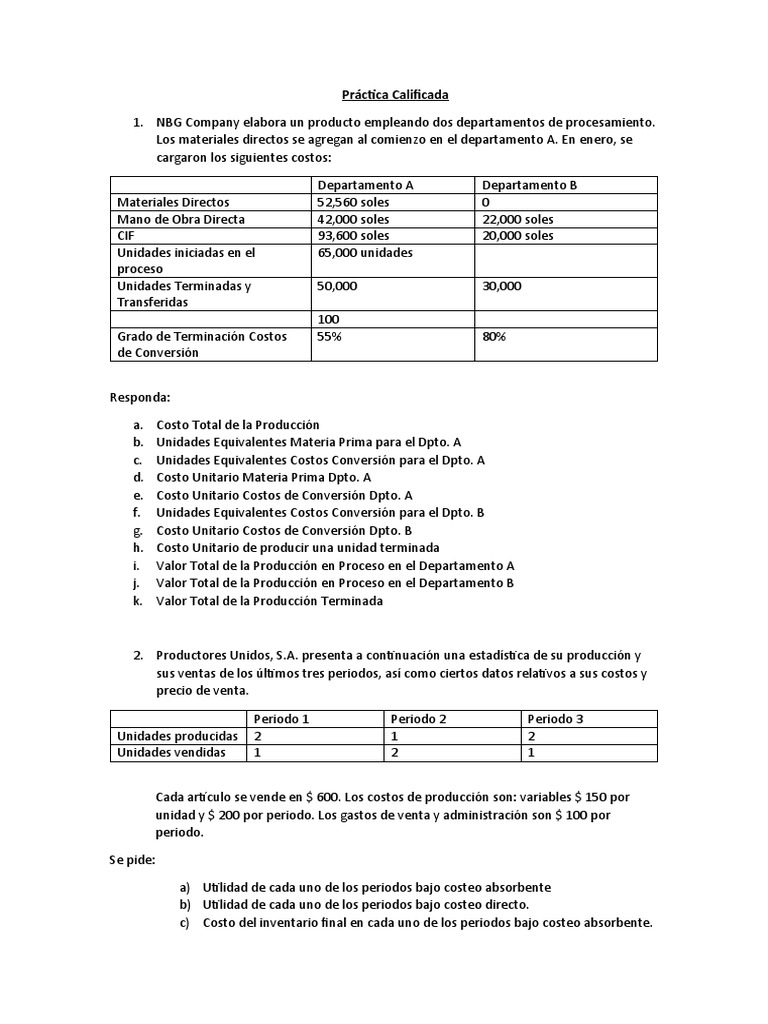 Practica Calificada. | PDF | Inventario | Economias