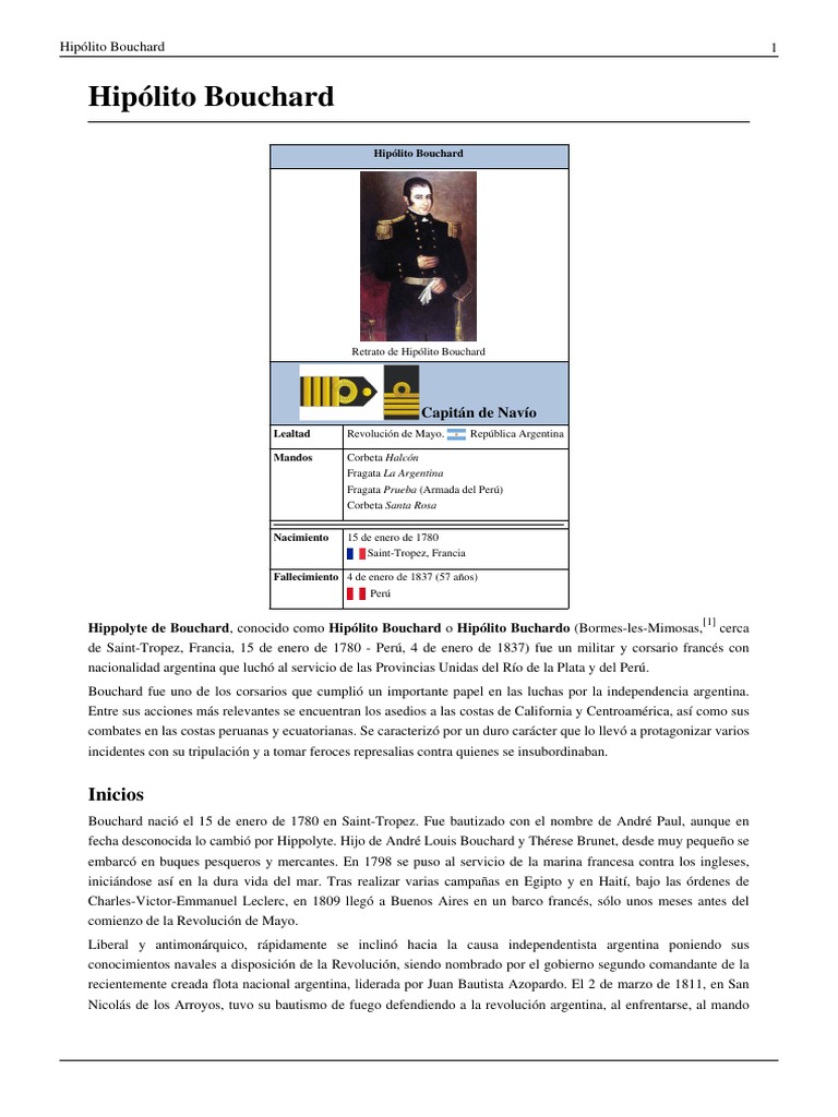 Hipólito Bouchard | PDF | Militar | Guerra Naval