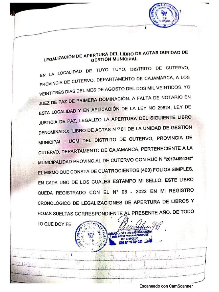 Libro de Actas Legalizado | PDF