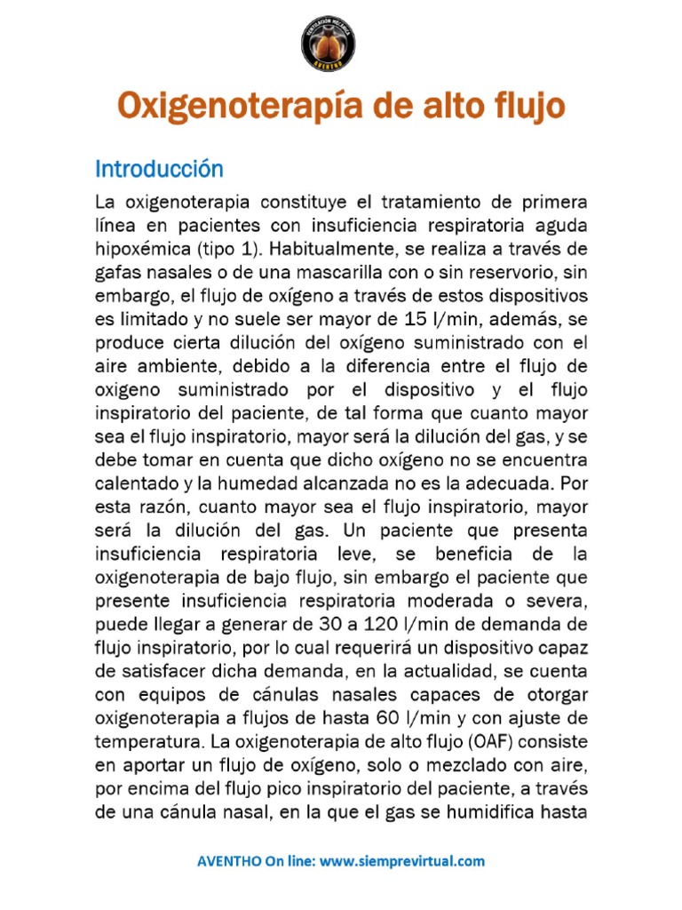 Oxigenoterapia de Alto Flujo - Docx - Oxigenoterapiadealtoflujo | PDF