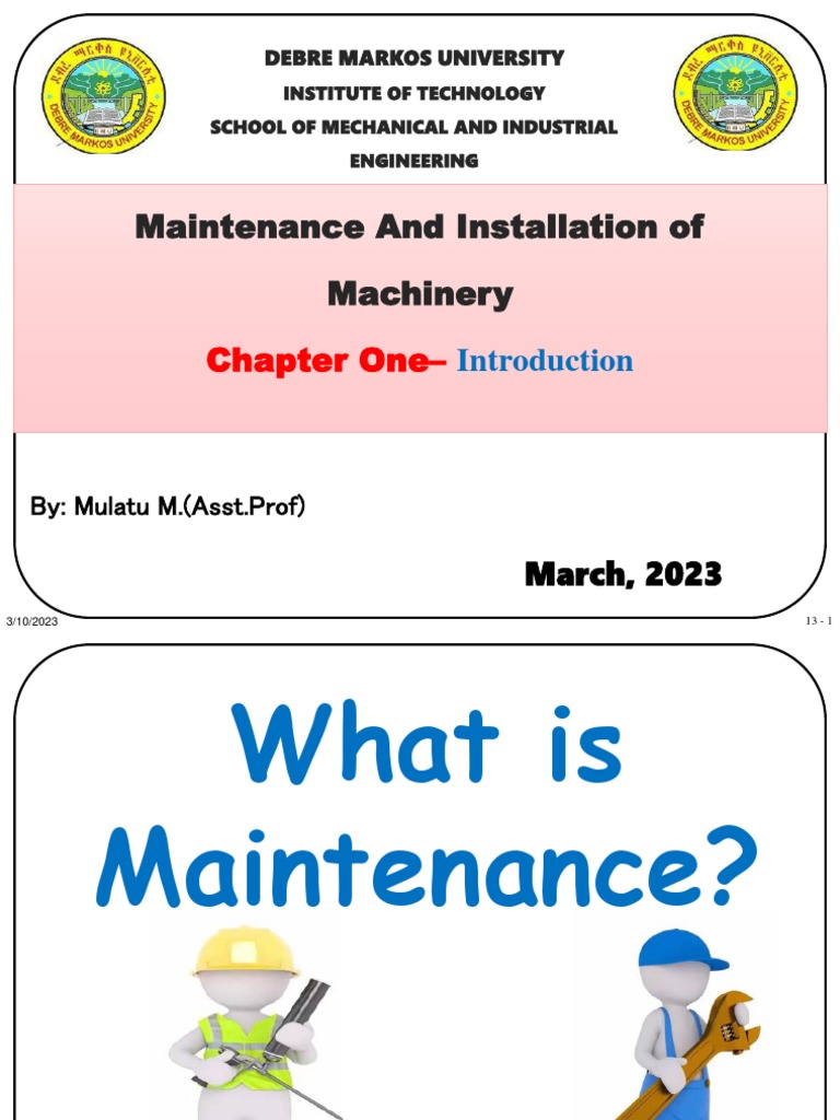 Lecture-1 PPT (Introduction To Maintenance) | PDF
