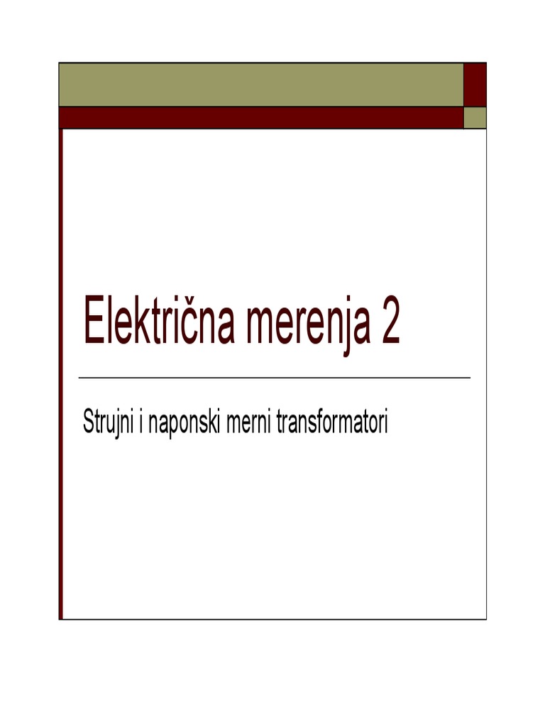 6 - Strujni I Naponski Merni Transformatori | PDF