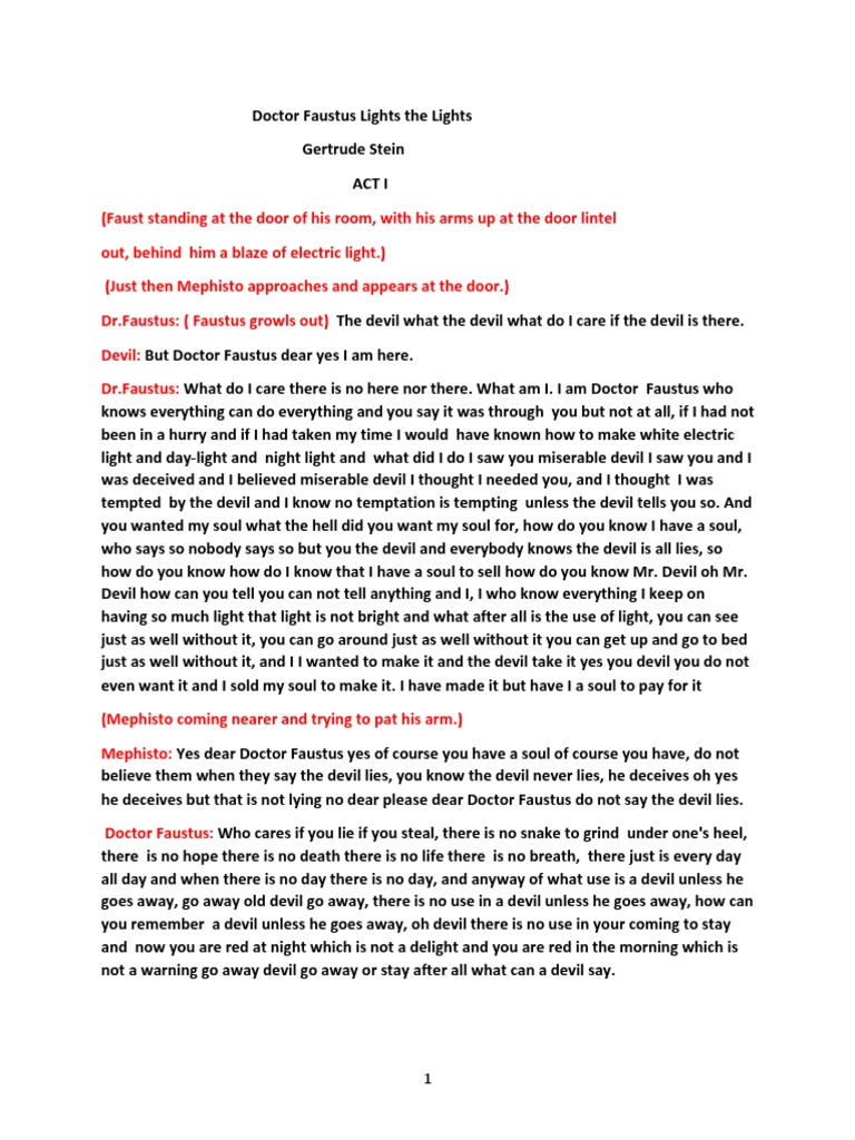 DR Faustos Light The Light-Gertrude Stein | PDF | Works Based On The Faust Legend | Faust