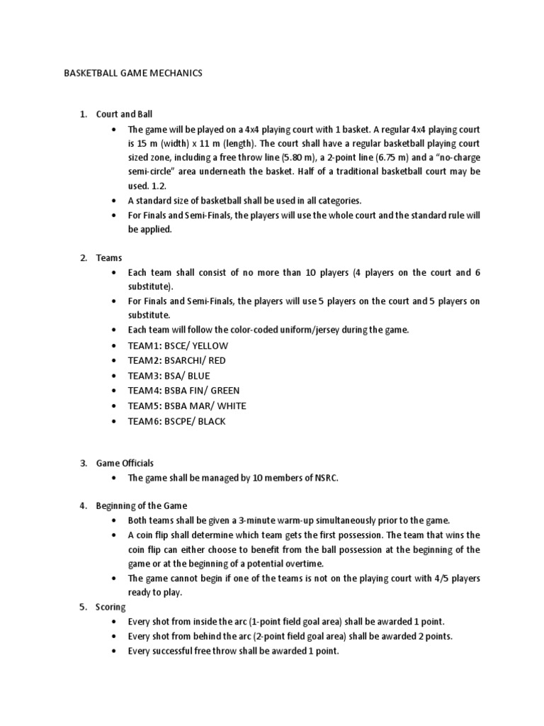 Basketball Game Mechanics | PDF | Athletic Sports | Rules