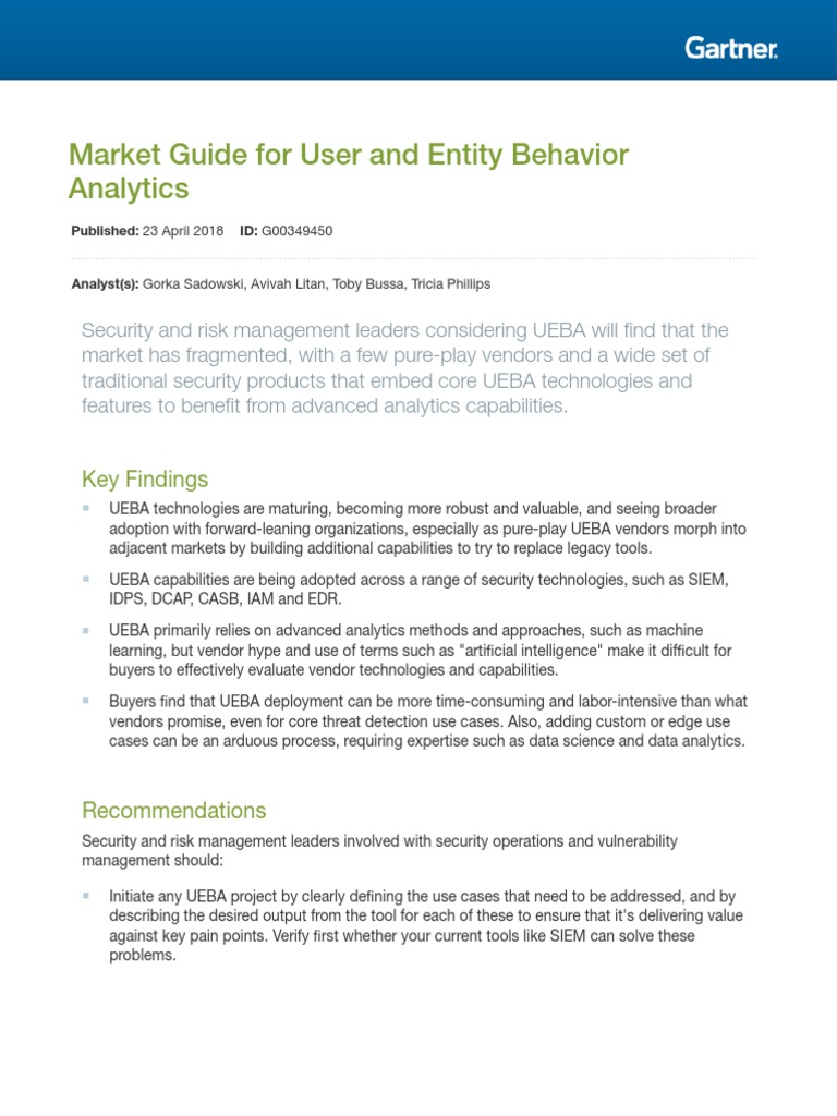 Gartner Market Guide For Ueba 2018 Analyst Report | PDF | Analytics ...