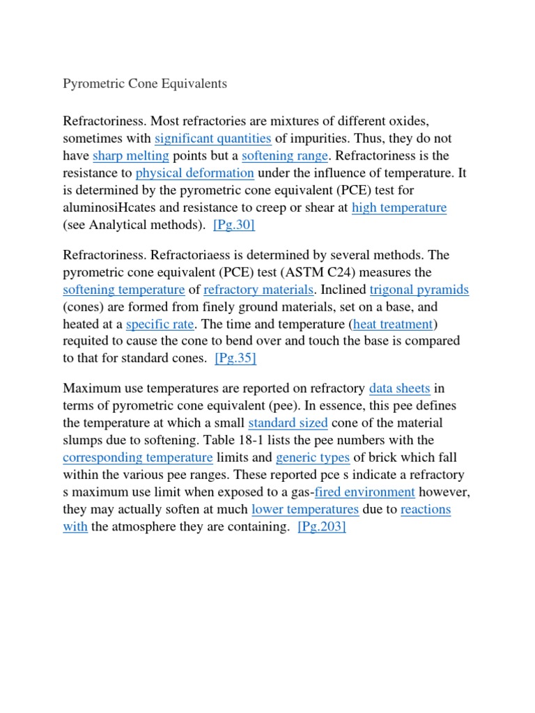 Pyrometric Cone Equivalents | PDF