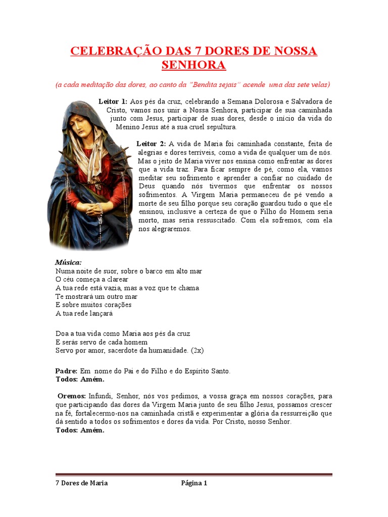 Dores de Maria | PDF | Maria, mãe de Jesus | Jesus