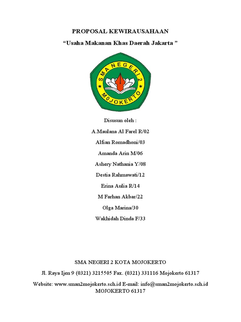 2 Proposal Kewirausahaan Jakarta | PDF