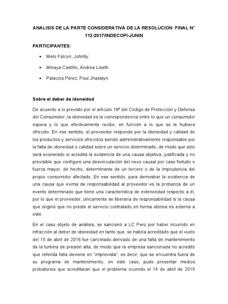 Analisis de La Parte Considerativa de La Resolucion Final N | PDF | Los ...