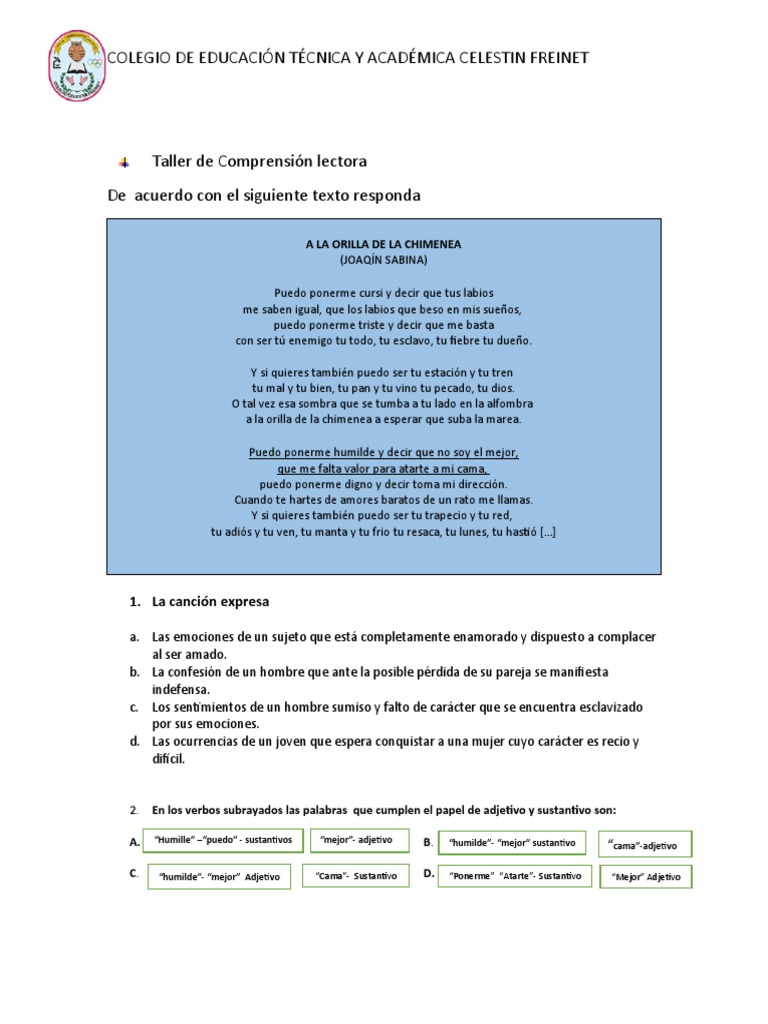 Taller De Comprensión Lectora Pdf