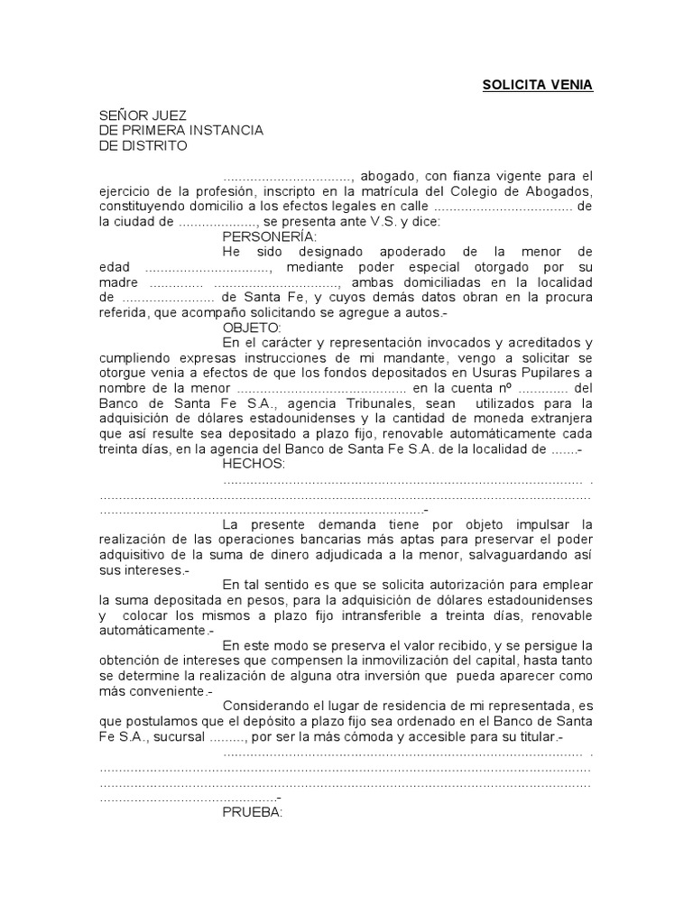 Solicitud de Venia para Fondos Menores | PDF | Bancos | Interés