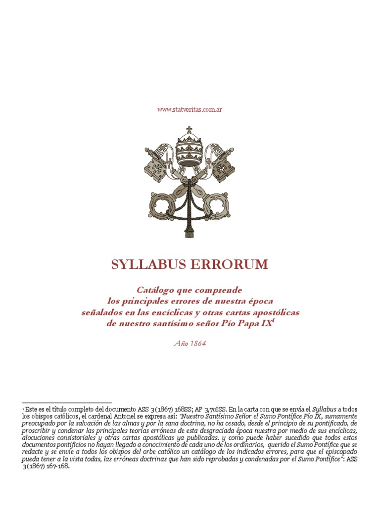 1864 - Pío IX - Errores de La Época SYLLABUS ERRORUM | PDF | Iglesia ...