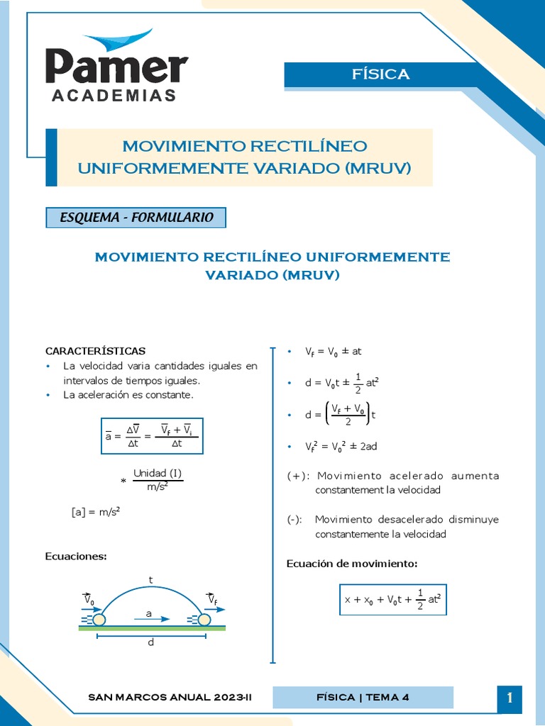 C Sem4 Fisica Movimiento Rectilíneo Uniformemente Variado | PDF | Aceleración | Velocidad