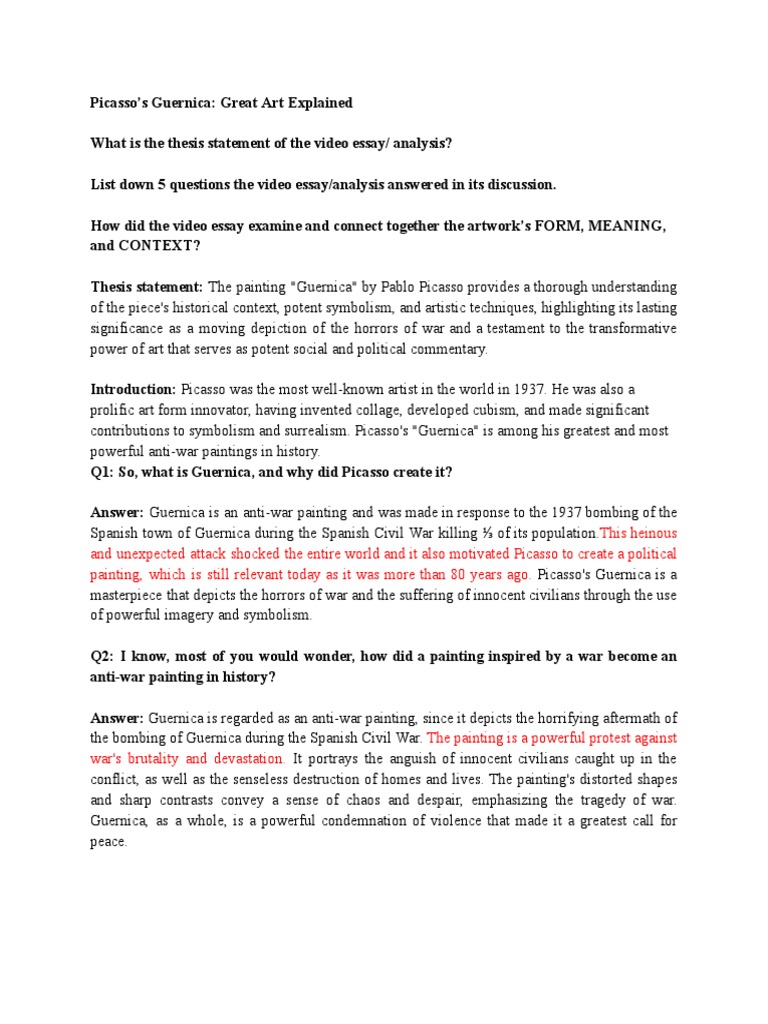 Analyzing Picasso's Guernica: Meaning & Context | PDF | Pablo Picasso ...