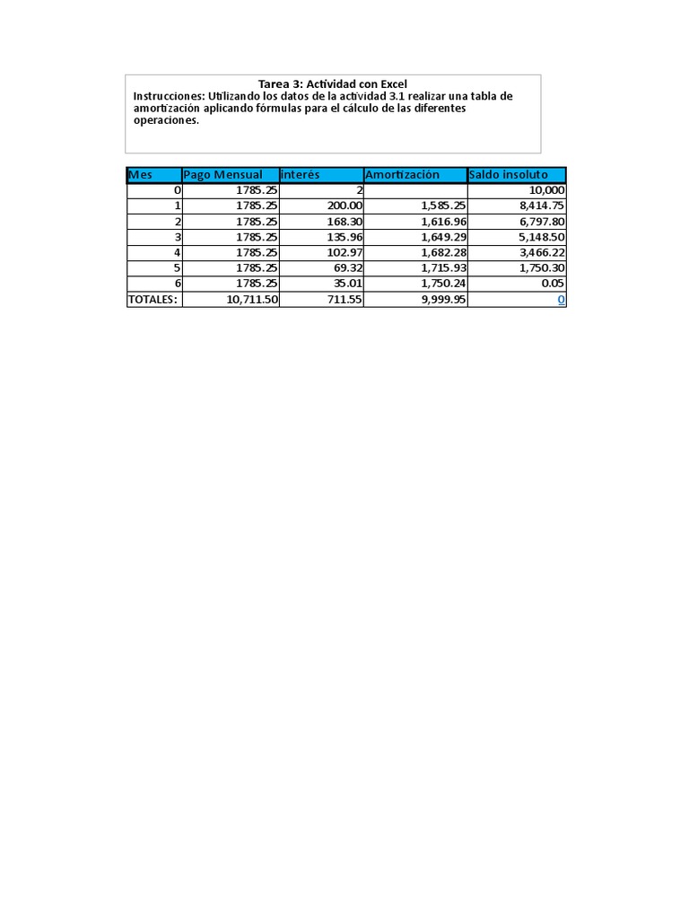 Actividad 3.3 Actividad Con Excel | PDF
