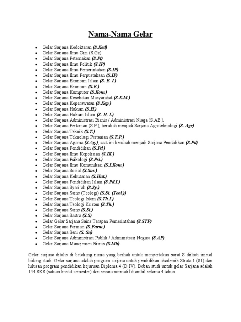 Nama Nama Gelar | PDF