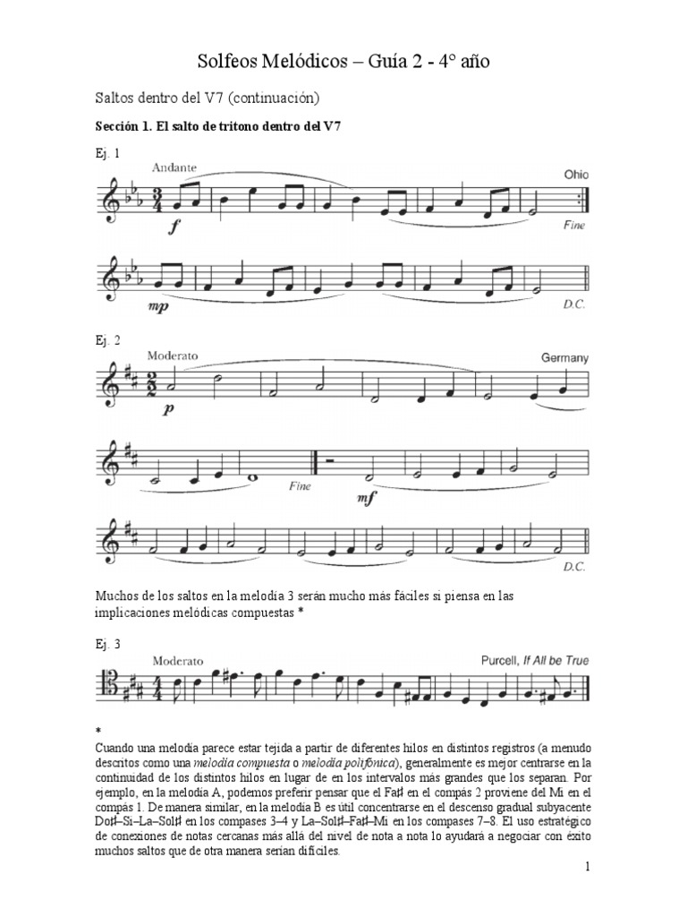 Solfeo Melódico: Saltos en V7 | PDF