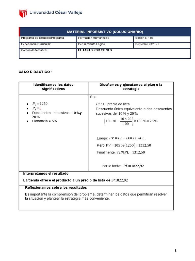 Material Informativo Solucionario S08 | PDF