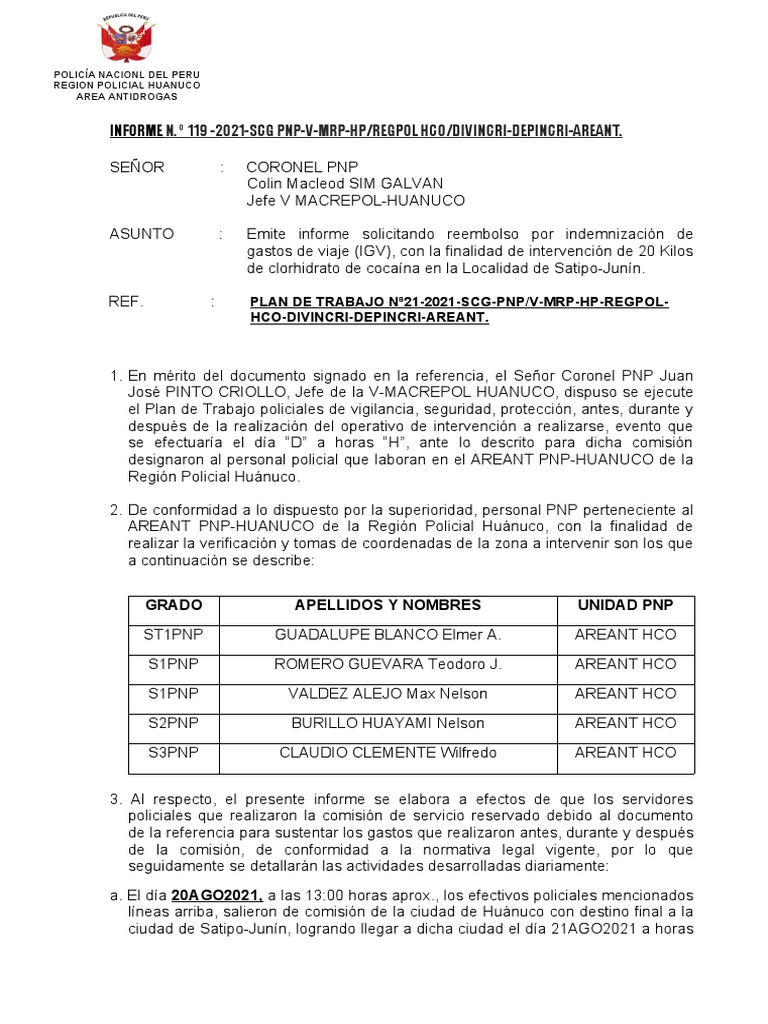Documentos Comision de Servicio PNP | PDF | Derecho penal | Justicia penal