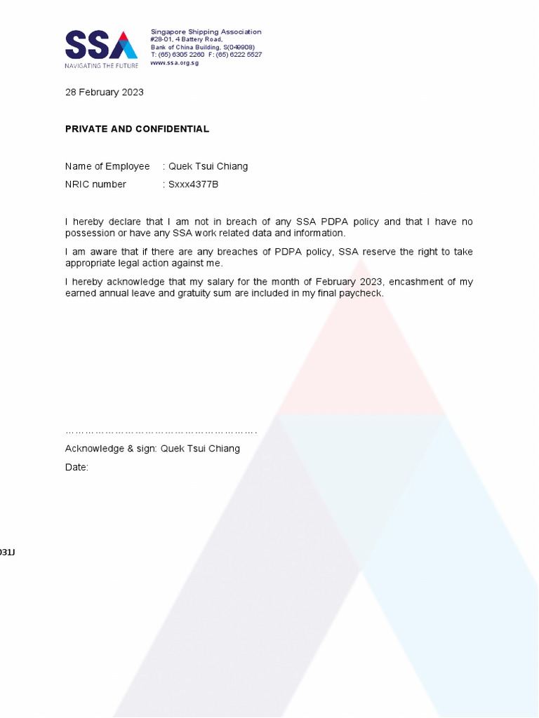 Final Paycheck Declaration Form | PDF