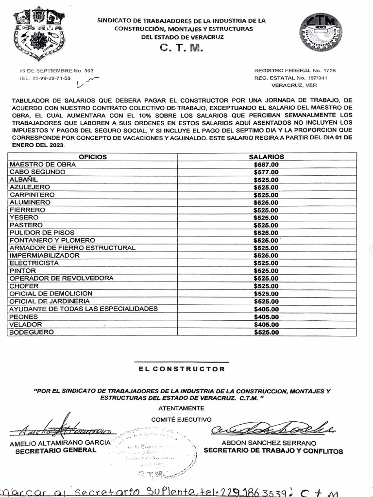 Tabulador 2023 | PDF | Relaciones Industriales | Economias