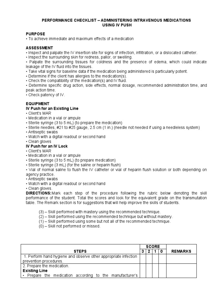 ADMINISTERING-INTRAVENOUS-MEDICATIONS-IV-PUSH | PDF | Intravenous ...