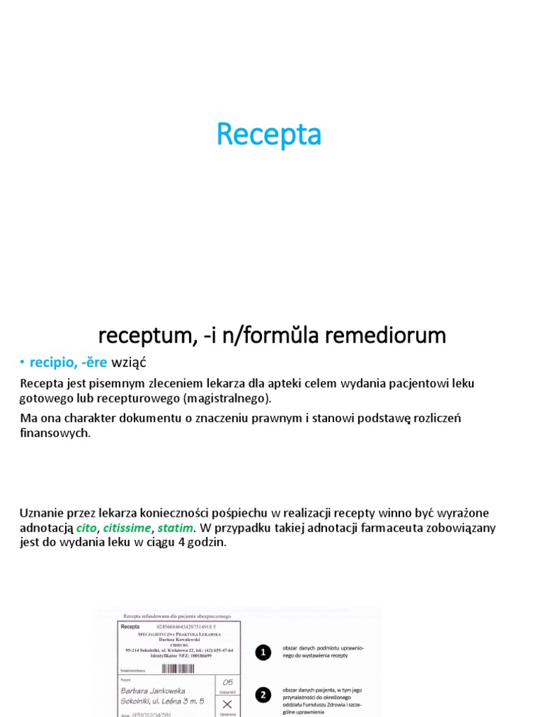 Recepta - Teoria I Przyklady | PDF