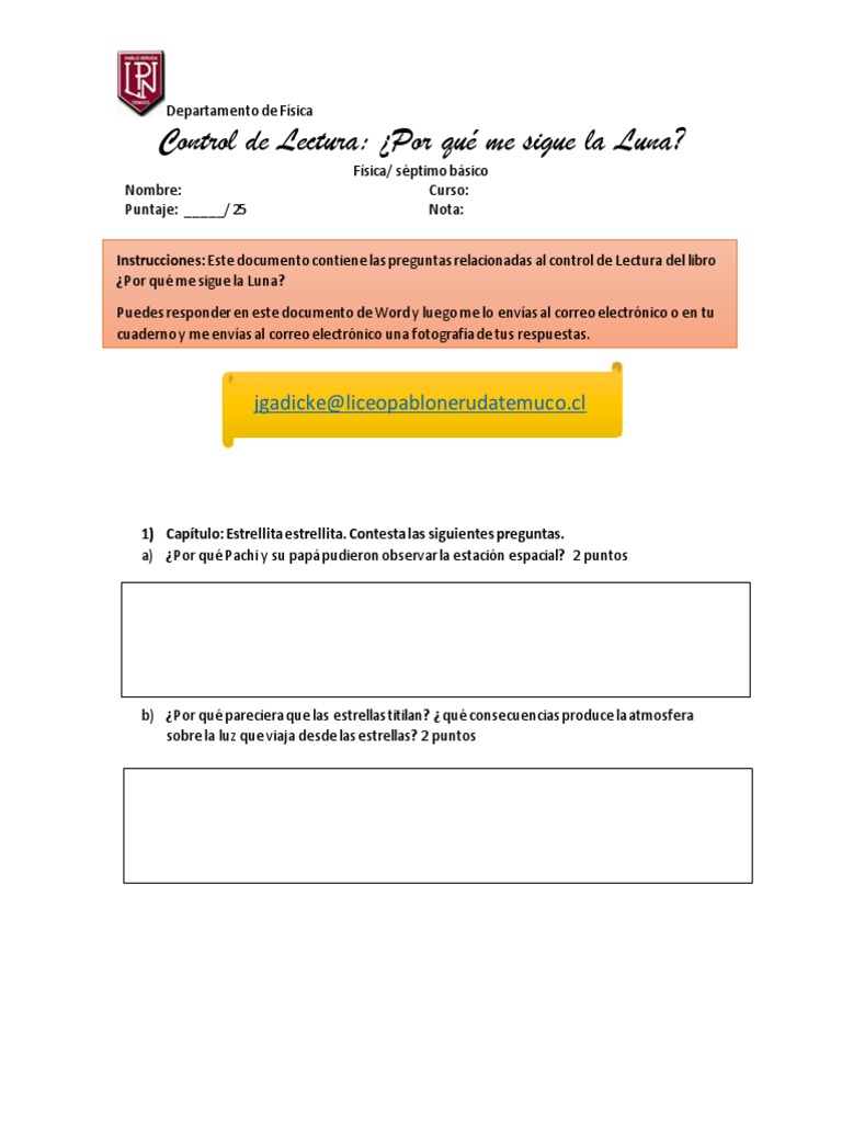 Control de 7mo, Por Qué Me Sigue La Luna | PDF | Tierra | Luna