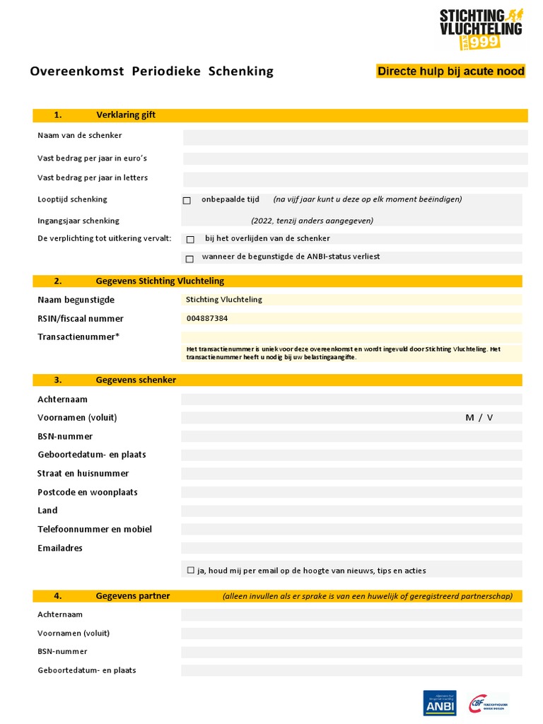 Formulier Overeenkomst Periodieke Schenking SV- Updated 2022 | PDF