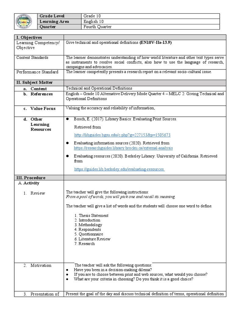 Technical and Operational Definitions LP | PDF | Gender Pay Gap | Learning