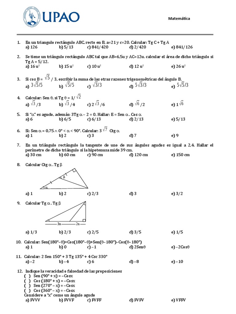 Problemas de Trigonometría Avanzada | PDF | Trigonometría | Geometría