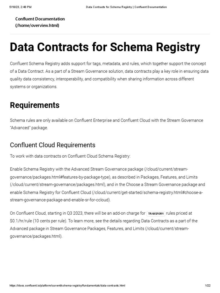 Data Contracts For Schema Registry - Confluent Documentation | PDF ... Data Contracts For Schema Registry - Confluent Documentation | PDF ...