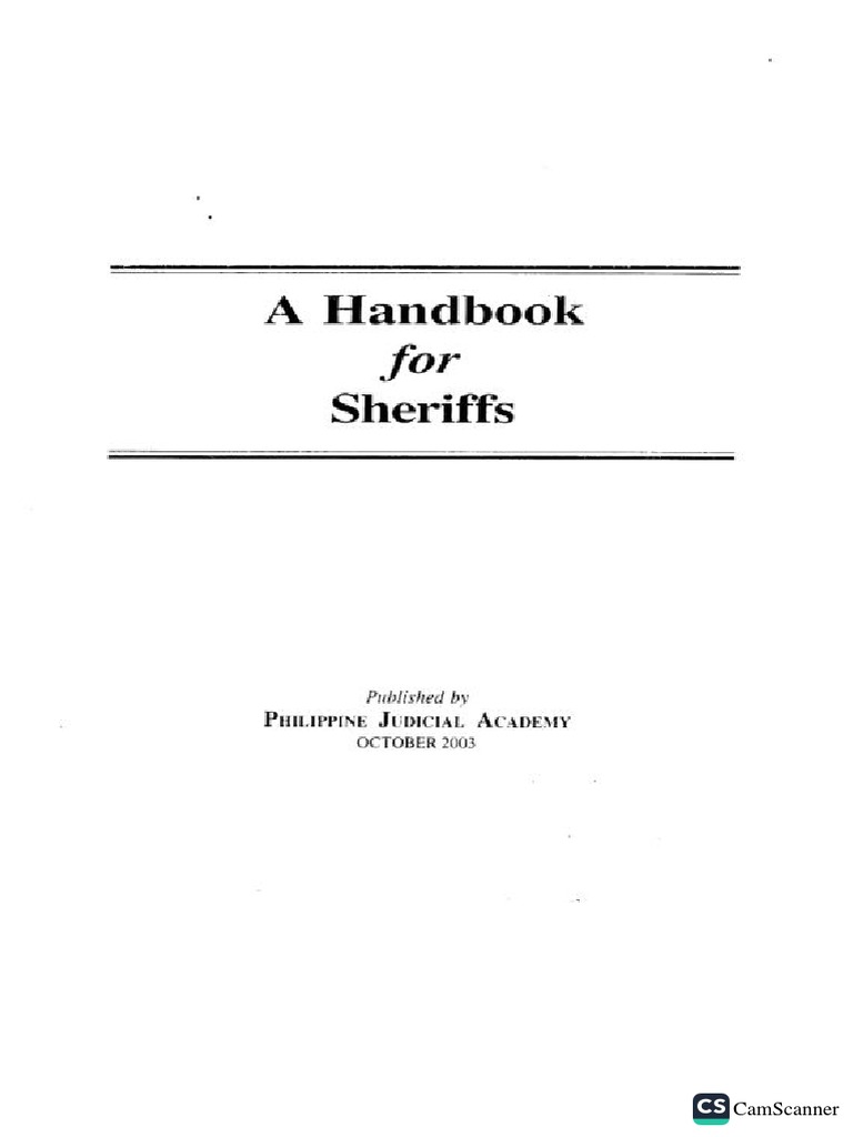 Handbook for Sheriffs (October 2003) | PDF
