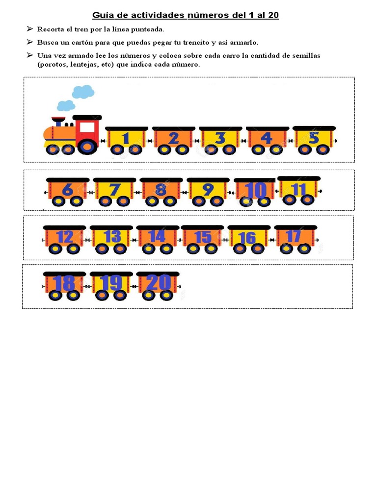Guía de Actividades Numeros 1 Al 20 | PDF