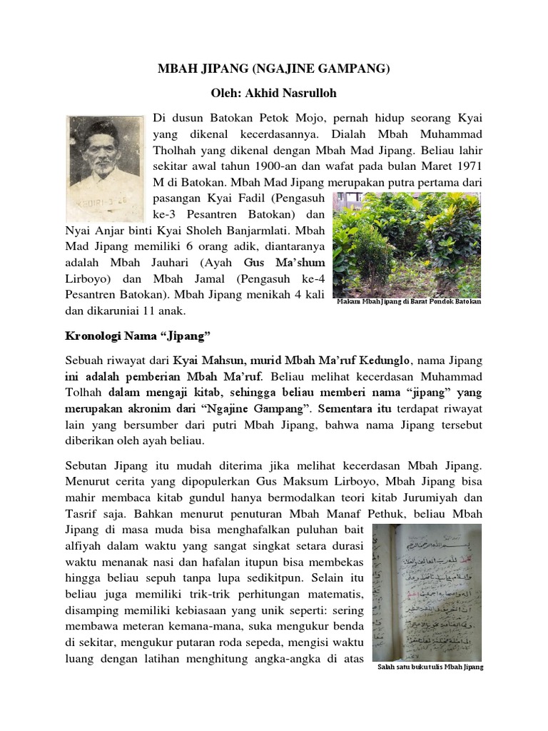 Biografi Singkat Mbah Djipang | PDF