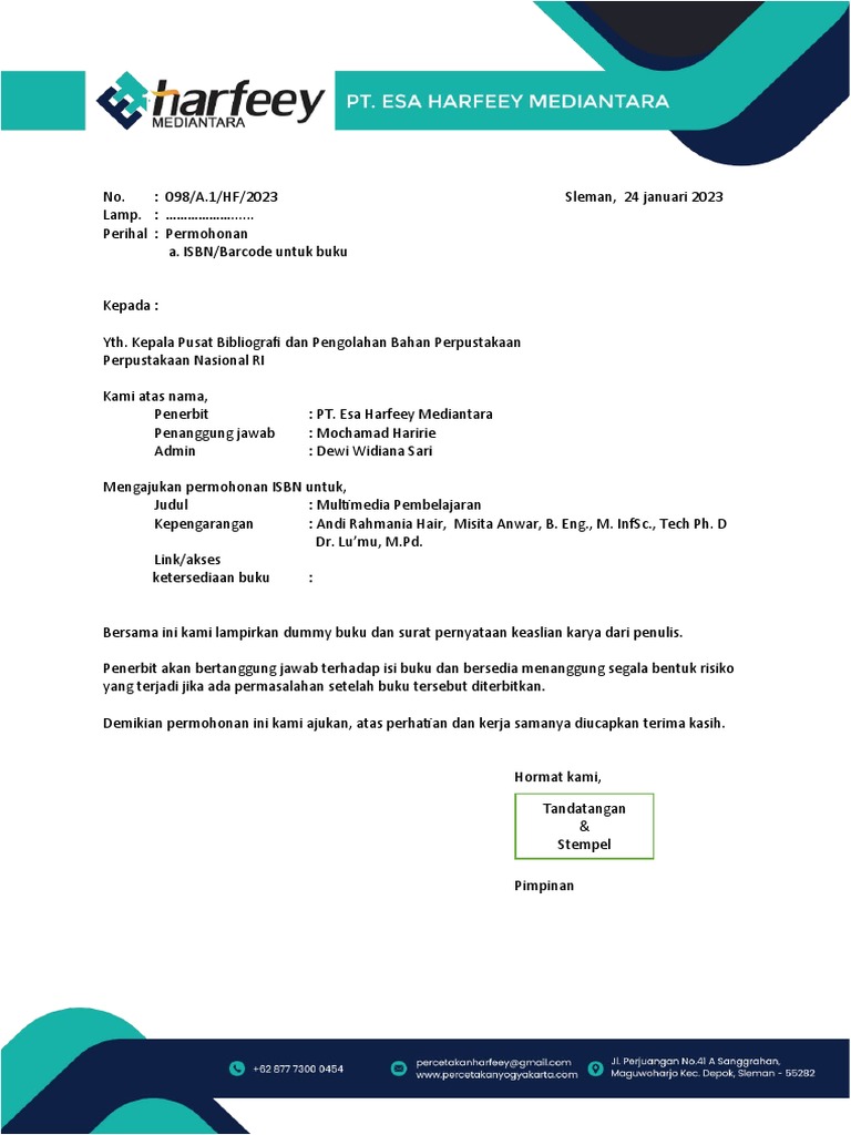 Permohonan ISBN untuk Buku Pendidikan | PDF