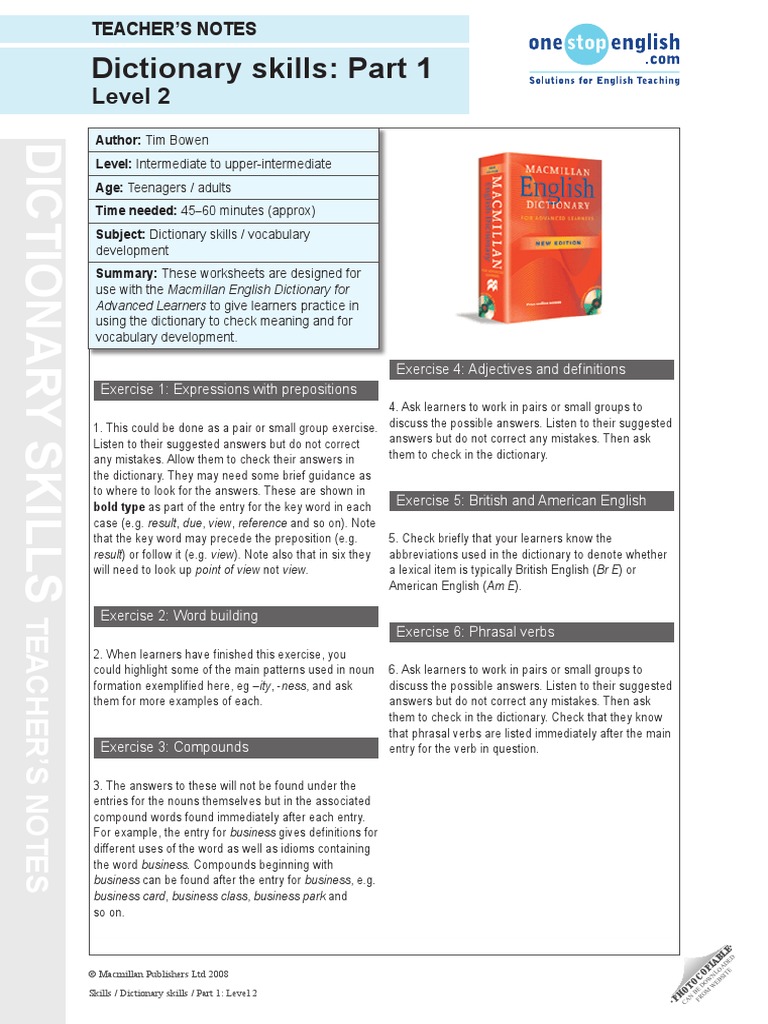 I Macmillan Dictionary Skills | PDF | English Language | Word