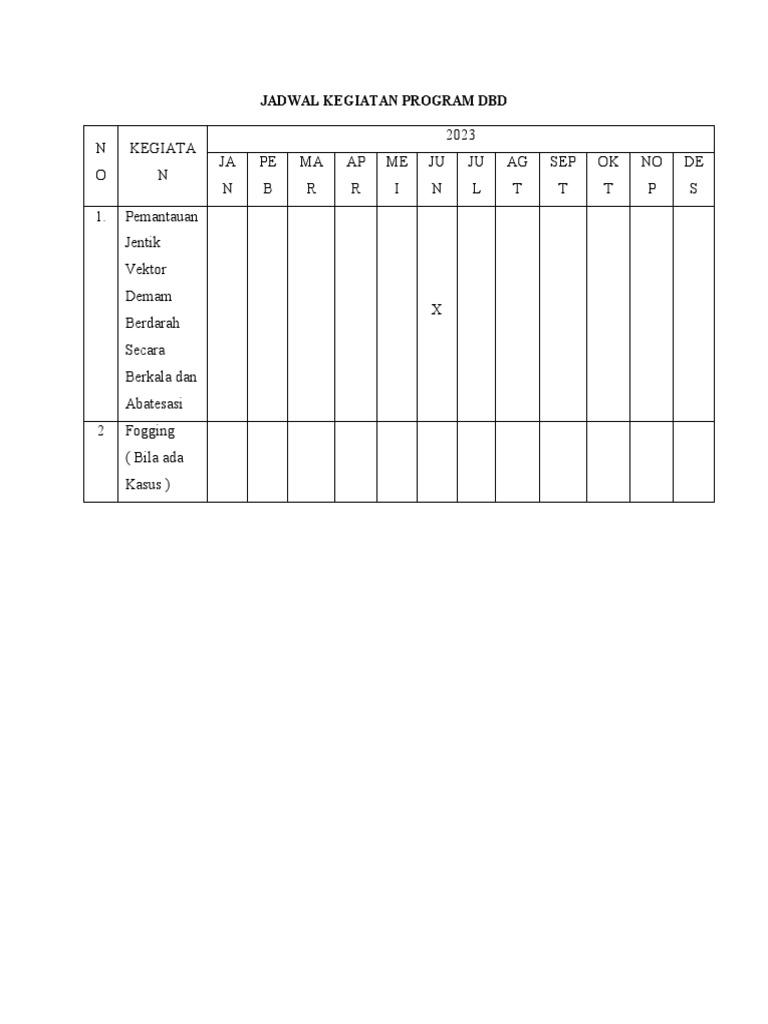 Jadwal Kegiatan Program DBD | PDF