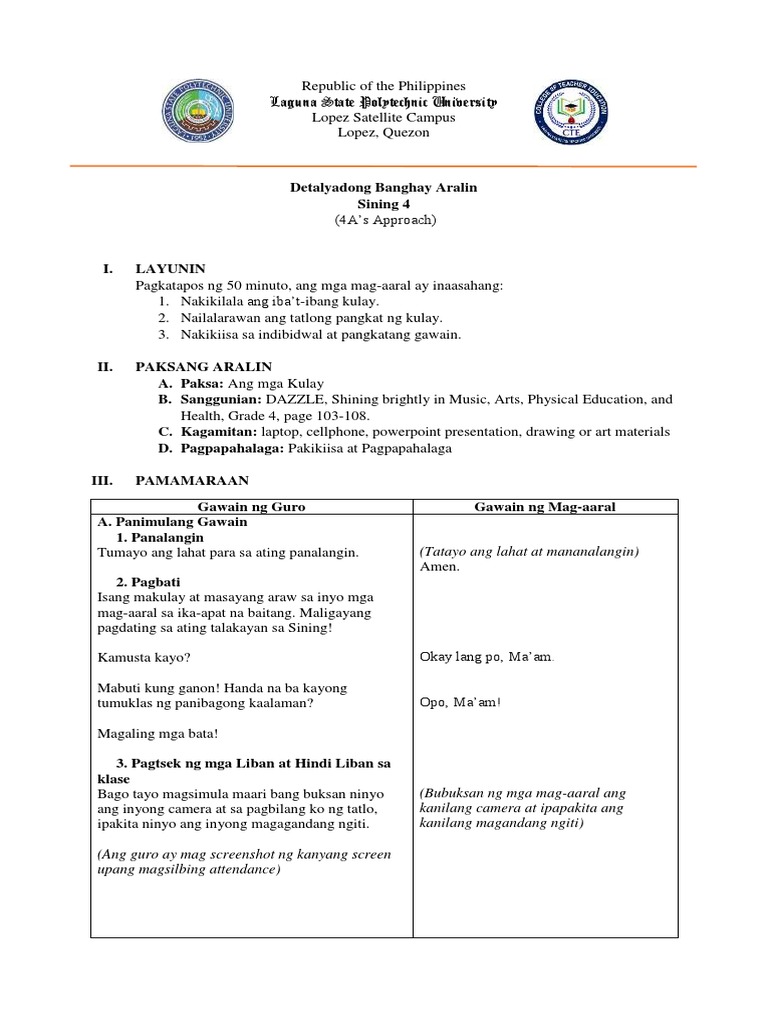 Peñaflor-Detailed 4a's LP-Arts 4 | PDF