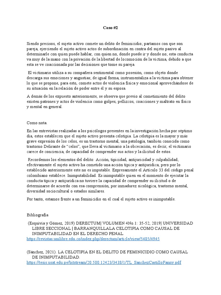 Caso de Inimputabilidad | PDF